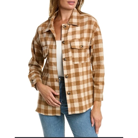 Sage | Jackets & Coats | Sage The Label Lex Plaid Shacket Brown Medium ...